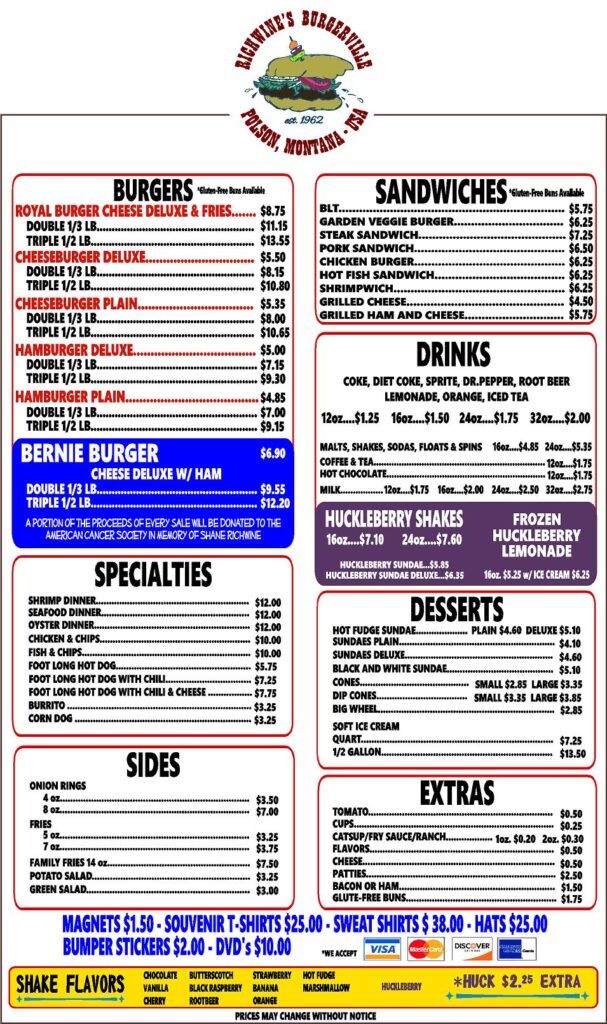 Online Menu – Richwines Burgerville